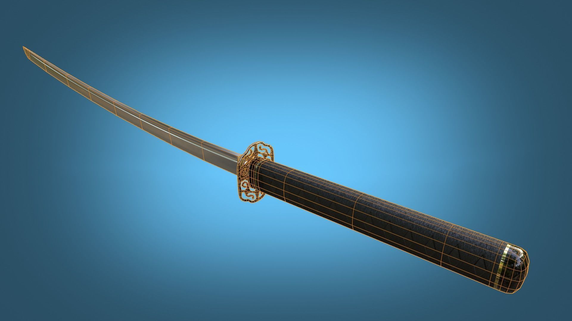 3D model Katana Samurai Sword Japanese Melee Weapon Game Ready VR / AR ...