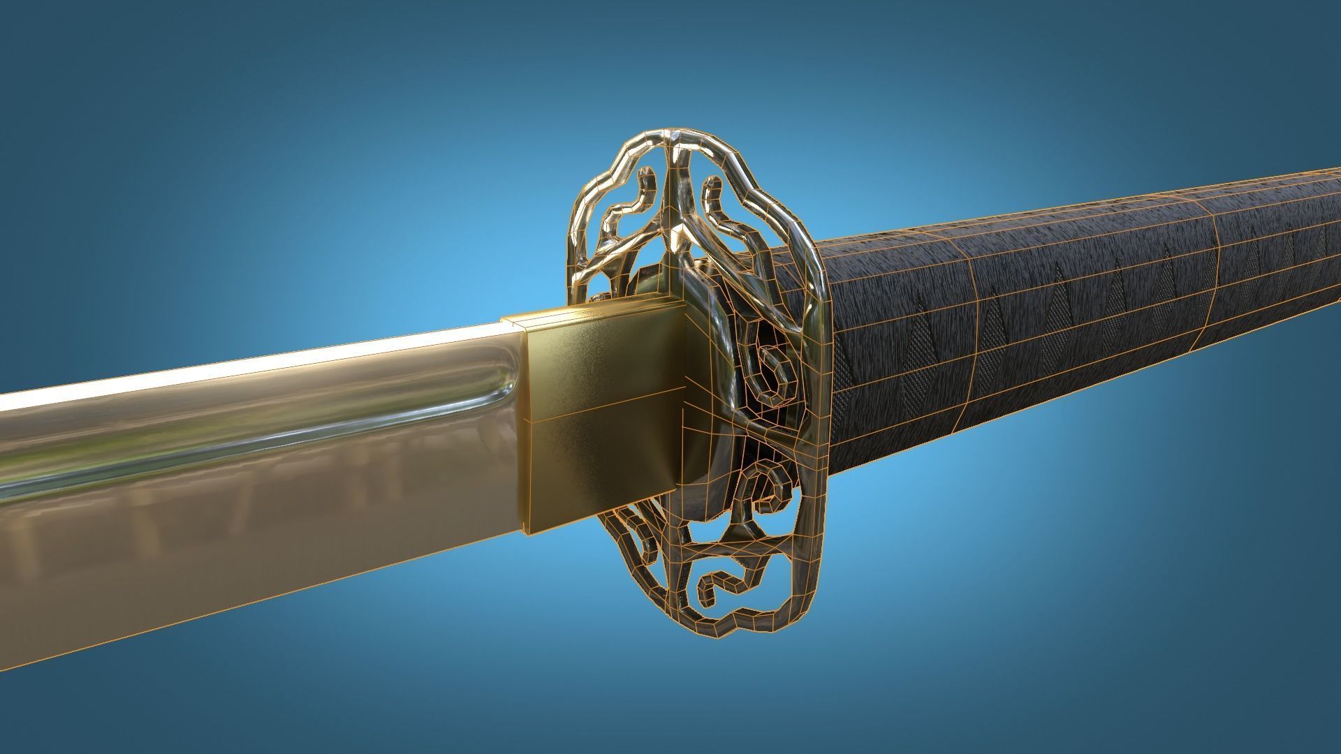 3D model Katana Samurai Sword Japanese Melee Weapon Game Ready VR / AR ...