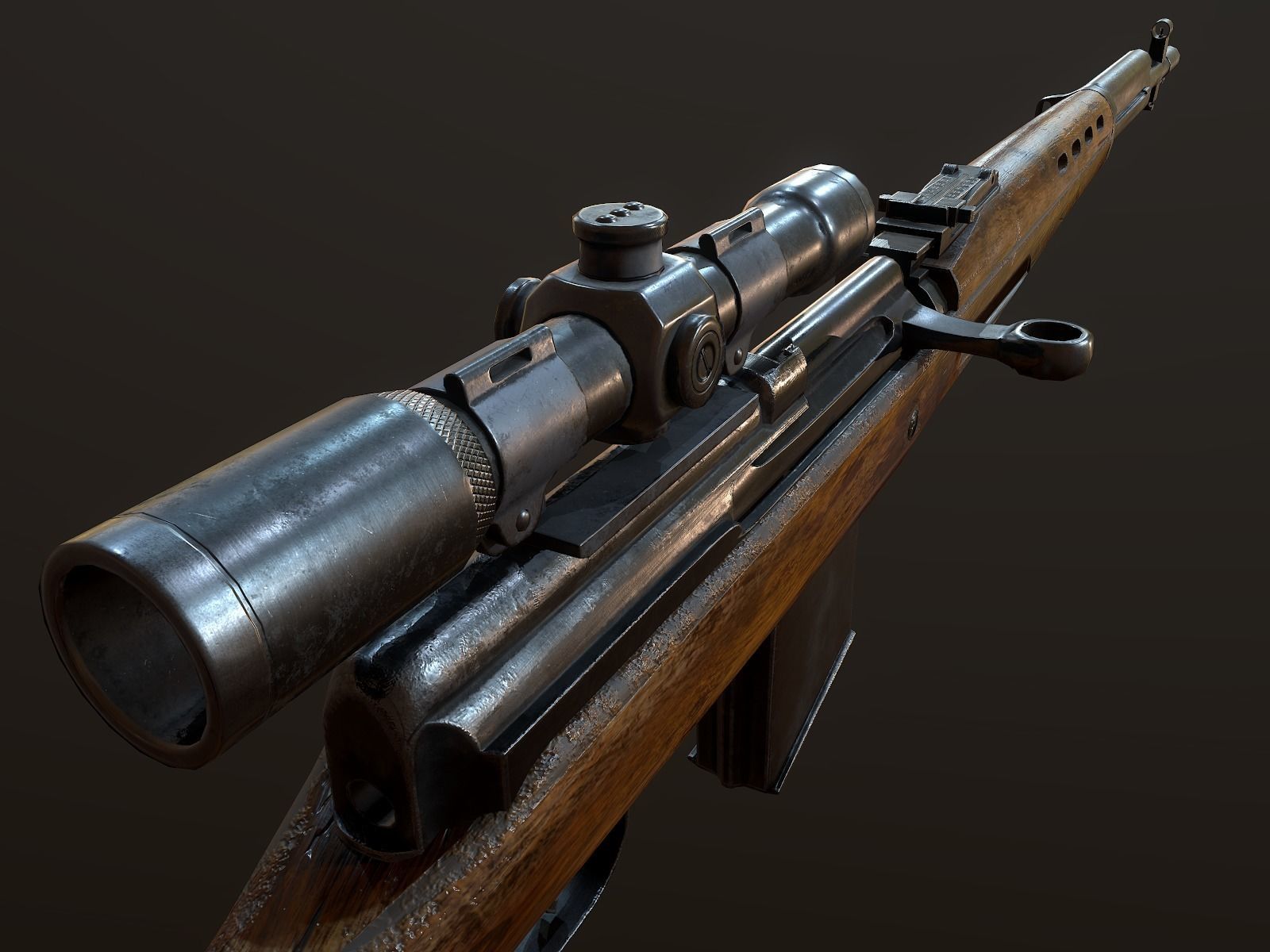 3D model Tokarev SVT sniper rifle Low-poly 3D model VR / AR / low-poly ...