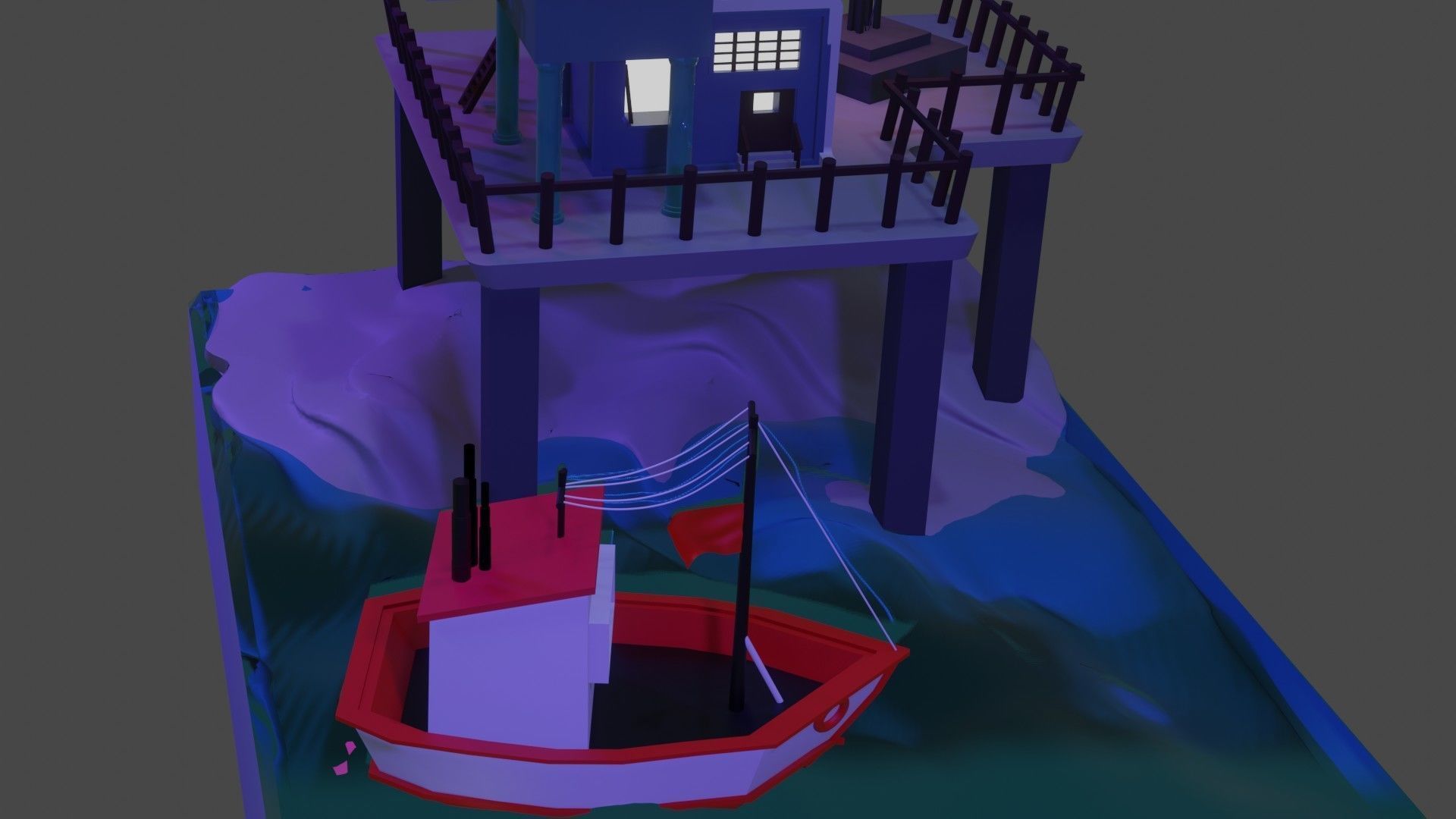 3D model low poly harbor house VR / AR / low-poly | CGTrader