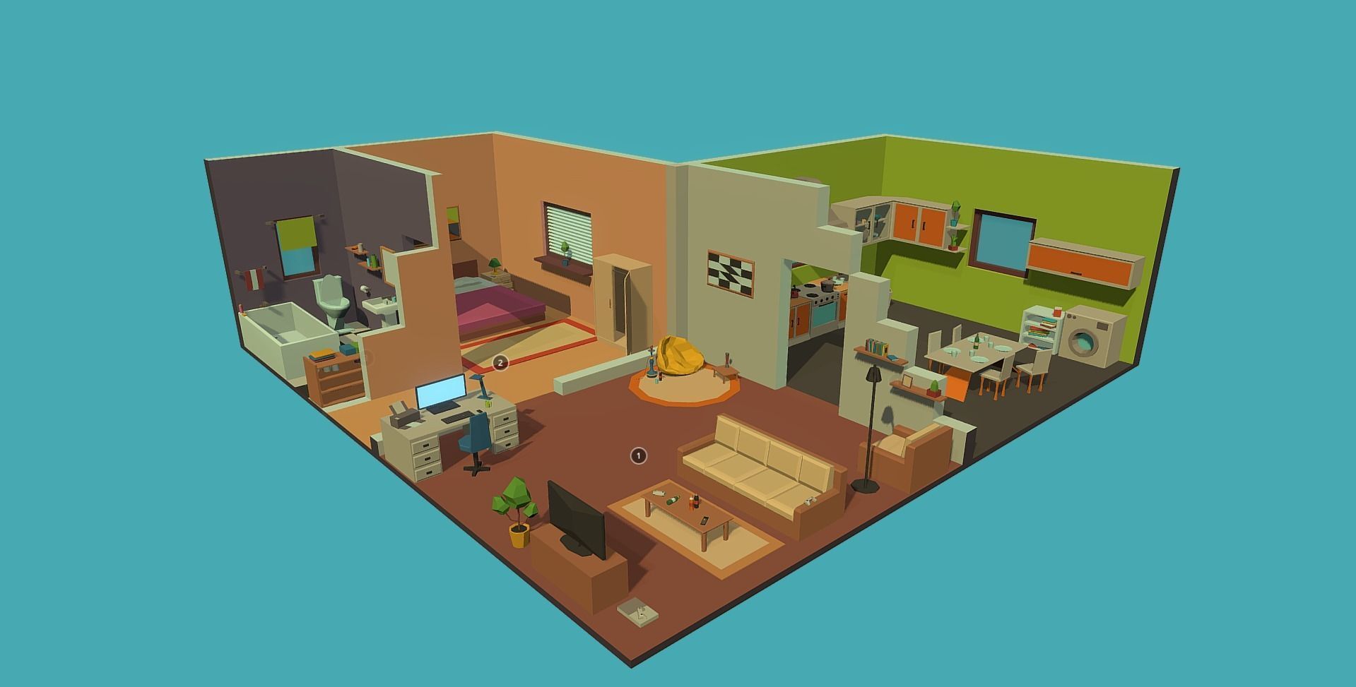 3D model Isometric low poly house VR / AR / low-poly | CGTrader