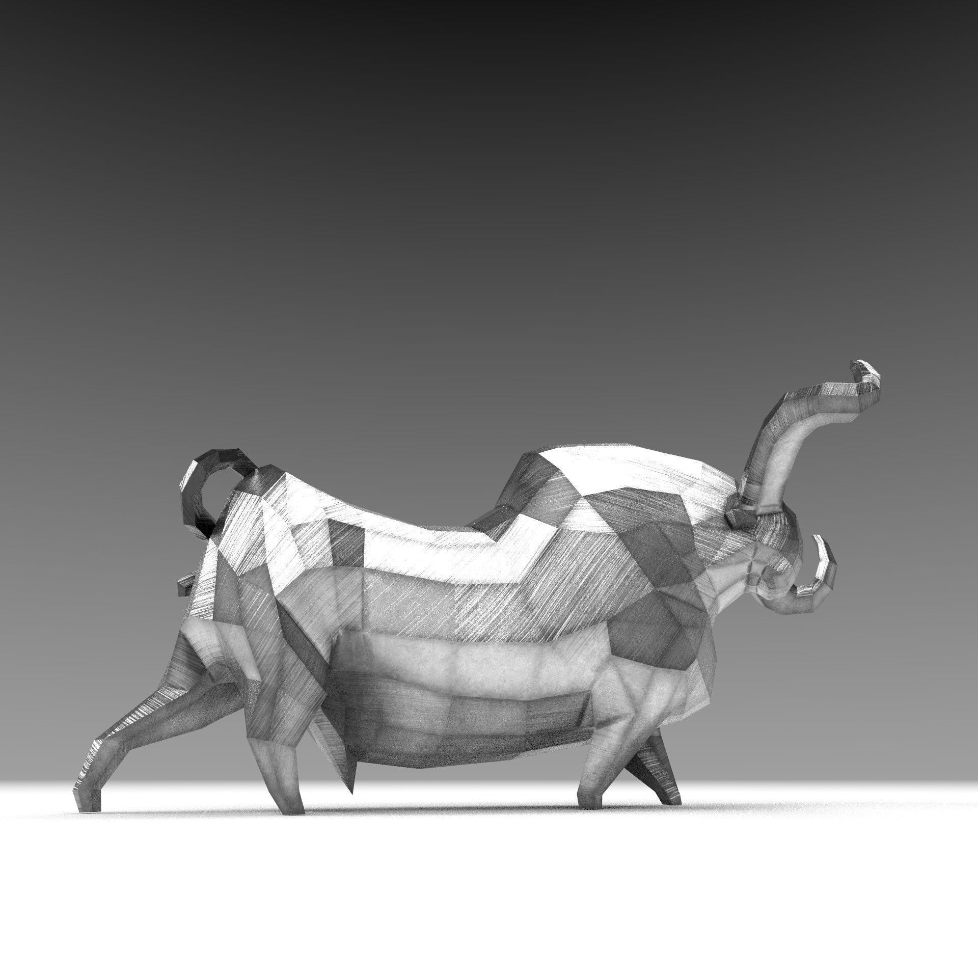 3D model Geometric metal white bull figurine VR / AR / low-poly | CGTrader