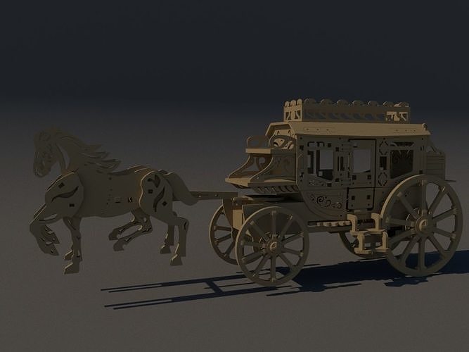 wooden horse cart 3D model | CGTrader