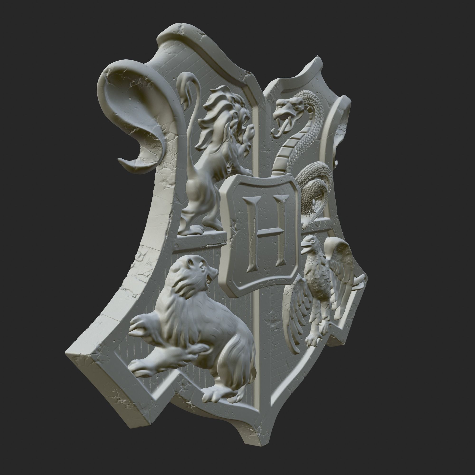 High-poly 3d Sculpture of the Hogwarts Emblem 3D model 3D printable ...