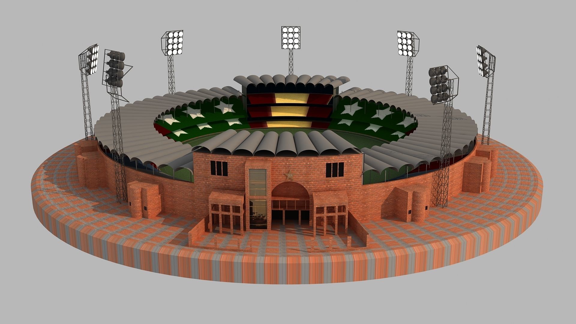 Qaddafi Cricket Stadium 3D model MAX OBJ 3DS FBX