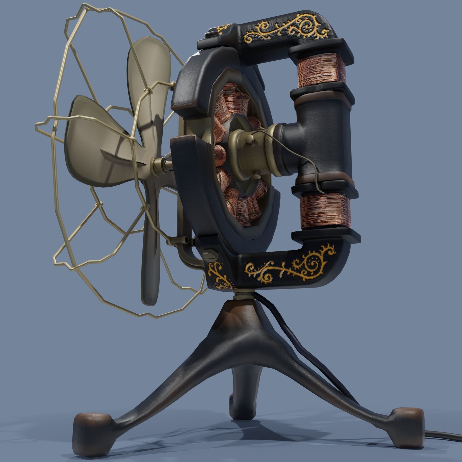 Techno steampunk fan concept 3D model | CGTrader