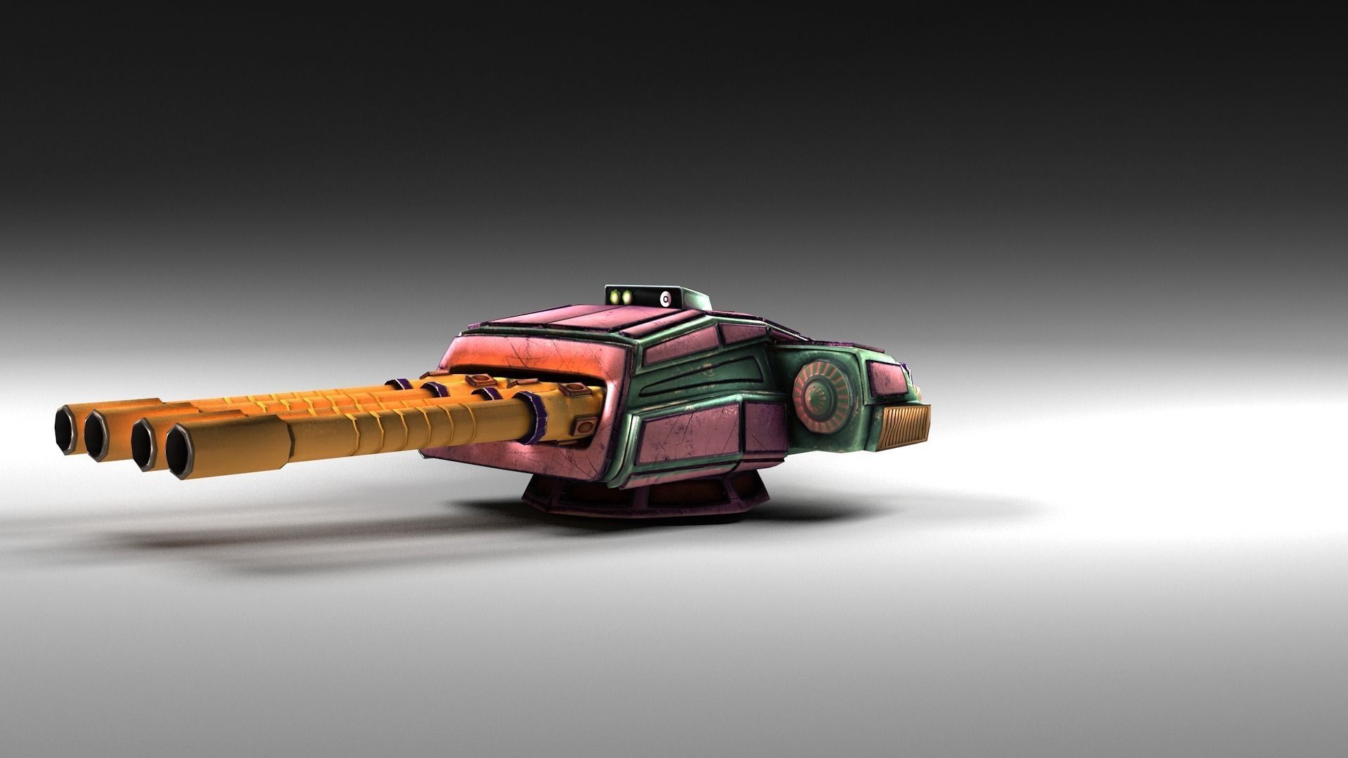 3D model Cartoon style turret 4-guns VR / AR / low-poly | CGTrader