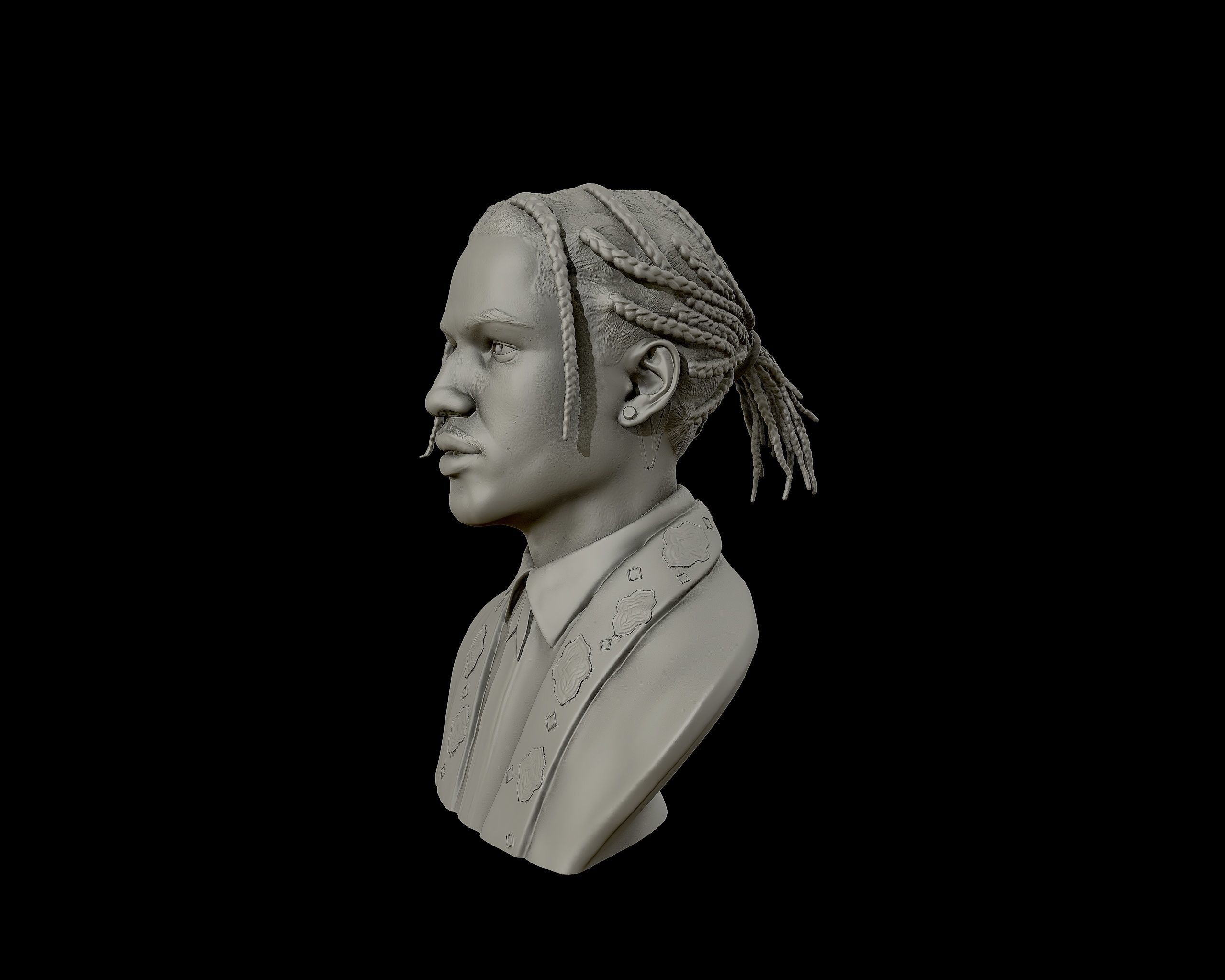 ASAP Rocky Portrait sculpture 3D model 3D printable | CGTrader