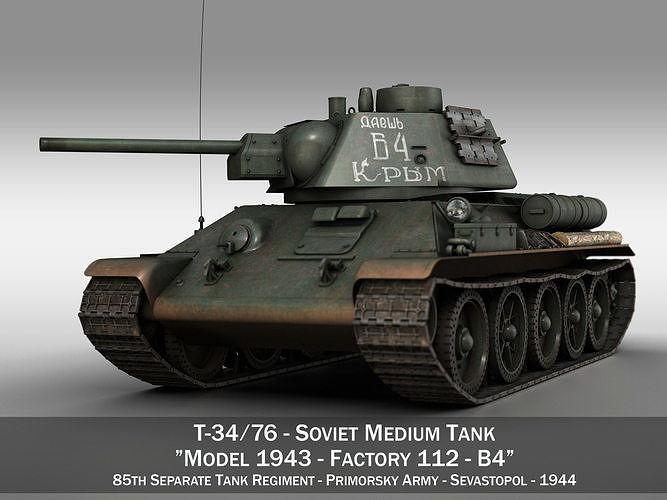 T-34-76 - Model 1943 - Soviet medium tank - B4 3D model | CGTrader