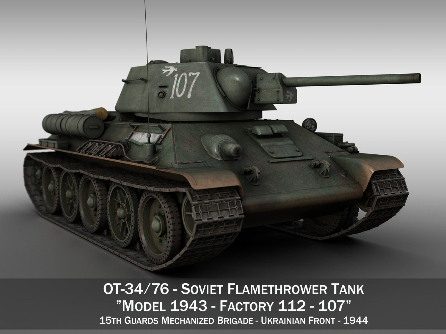 OT-34-76 - Soviet Flamethrower Tank - 107 3D model | CGTrader