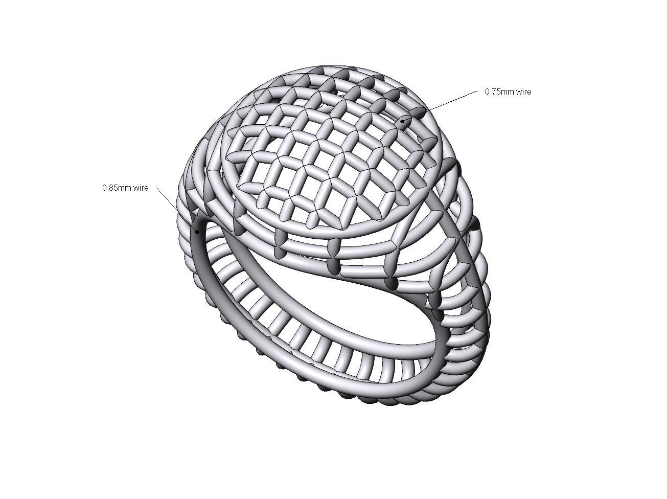 Wire mesh dome top signet ring 3D model 3D printable | CGTrader