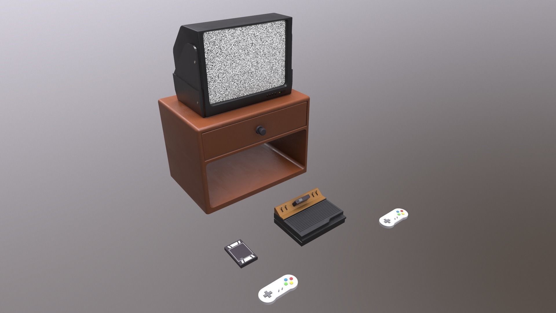 3D model Vintage Atari Television VR / AR / low-poly | CGTrader