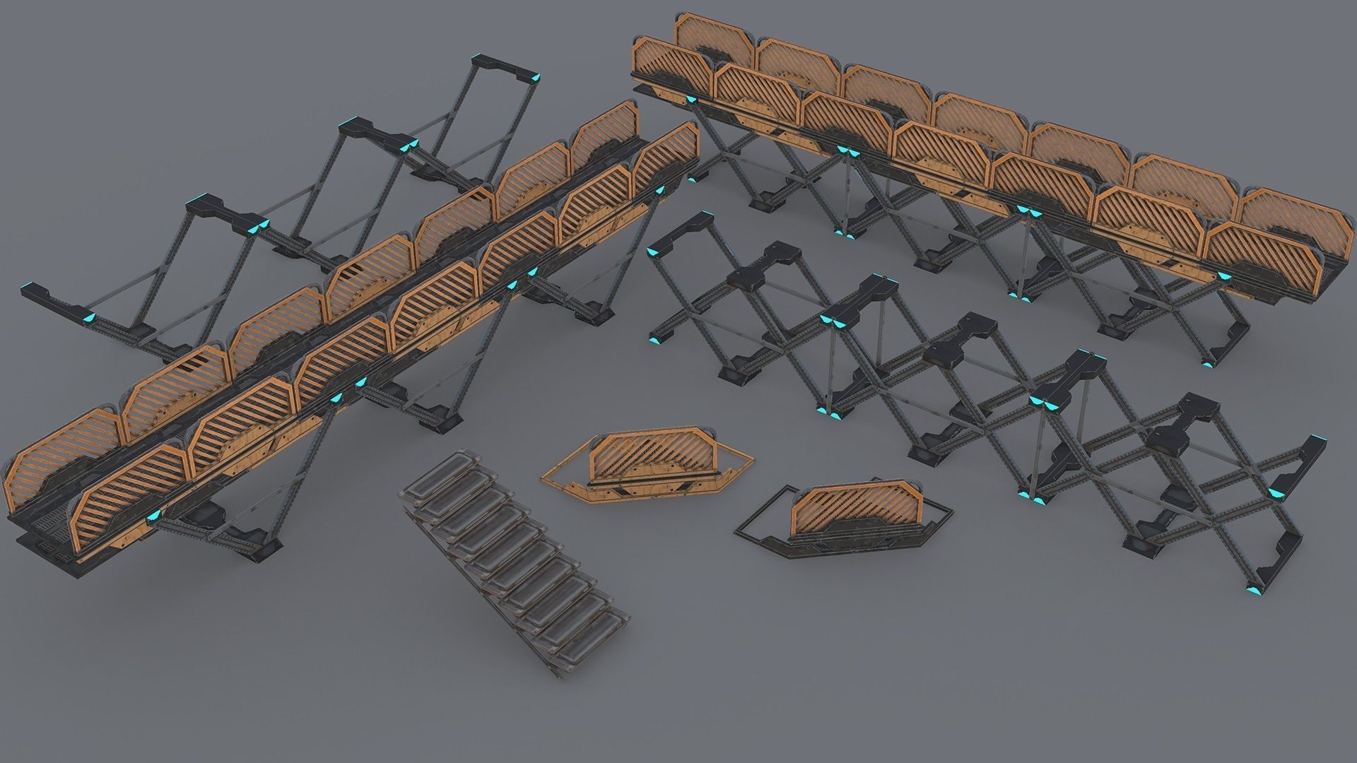 3D model Cyberpunk Structure Foundation- sci fi Collection VR / AR ...