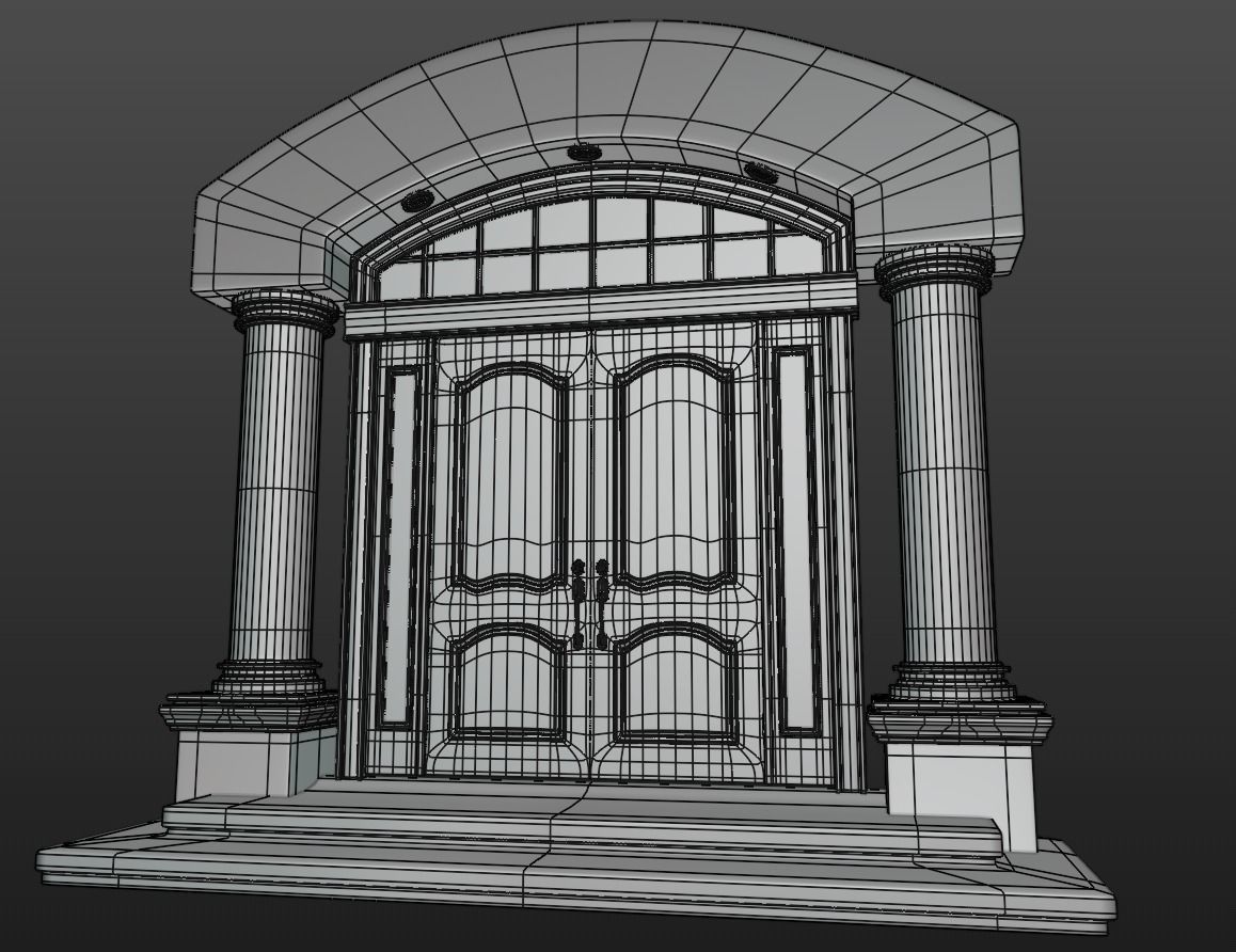 Fancy Entry Door with Archway and Pillars 3D model | CGTrader