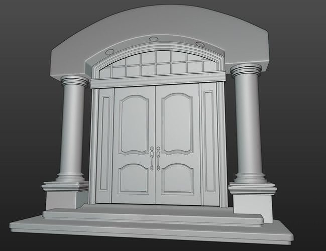 Fancy Entry Door with Archway and Pillars 3D model | CGTrader