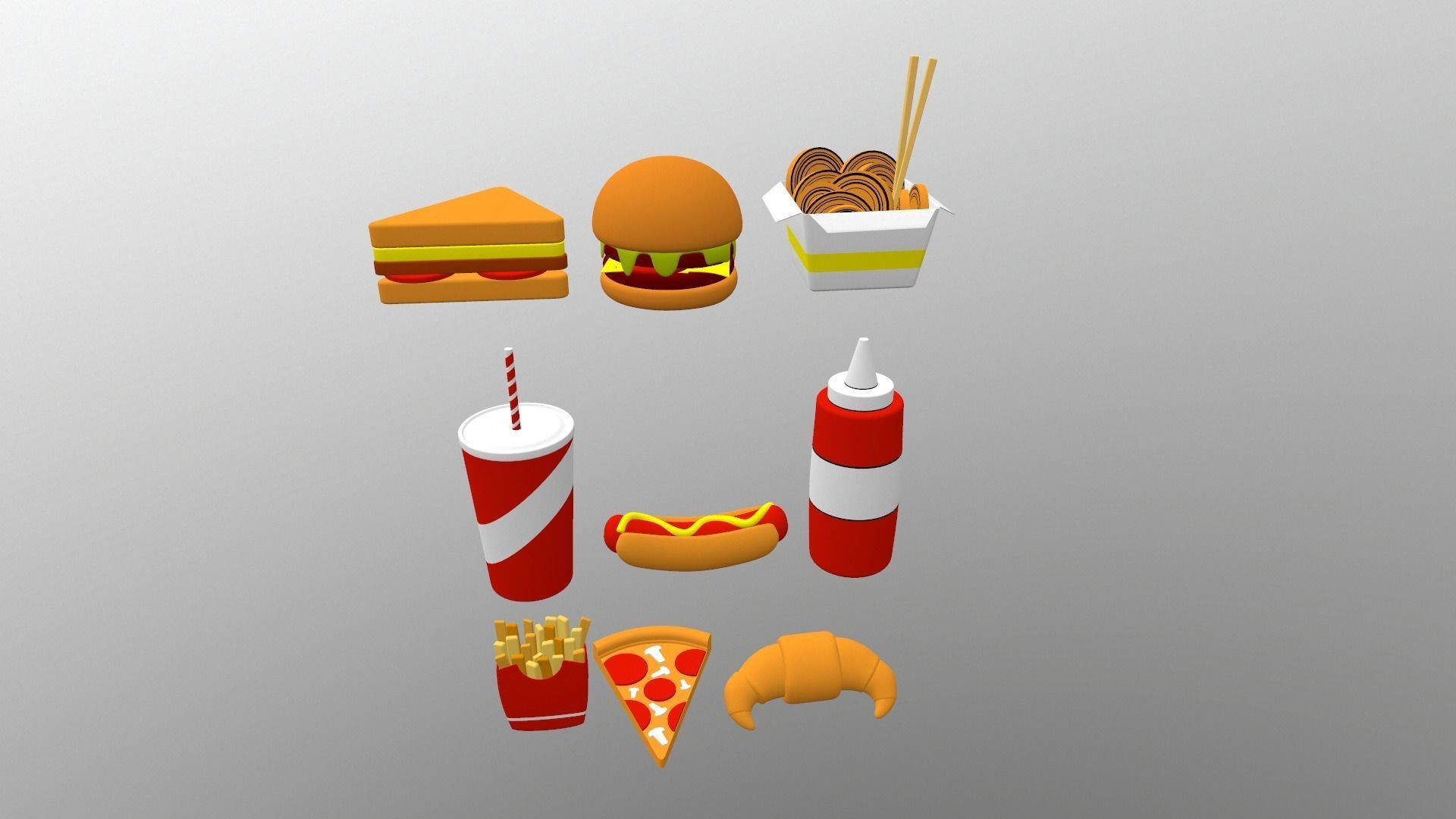 9 Food Icons 3D model | CGTrader