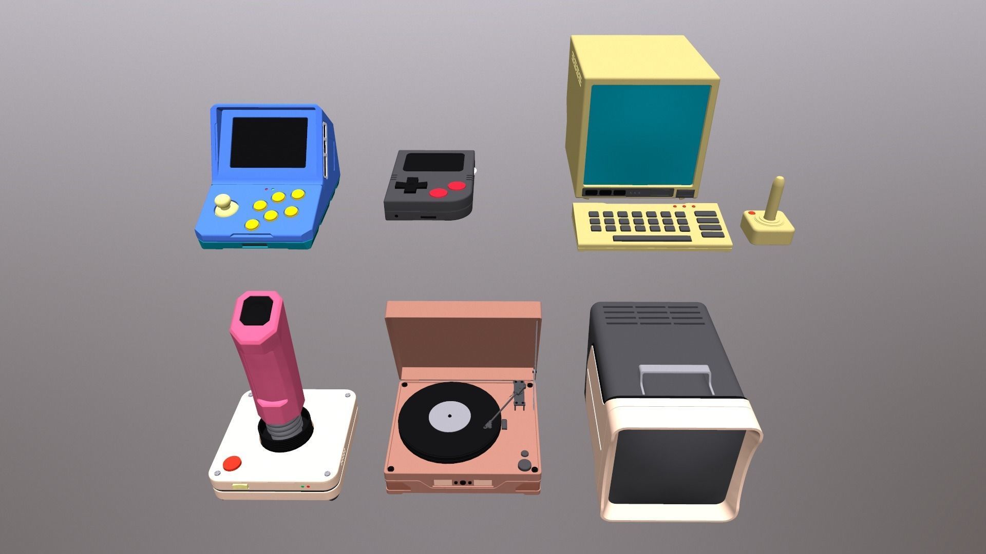 6 Retro Game Icons 3D model | CGTrader