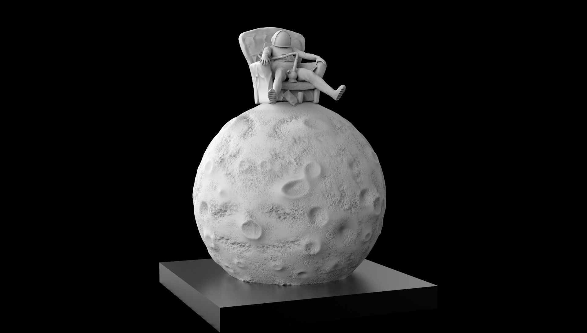 SPACEMAN ON MOON WITH BONG 3D PRINTING DIORAMA 3D model 3D printable ...