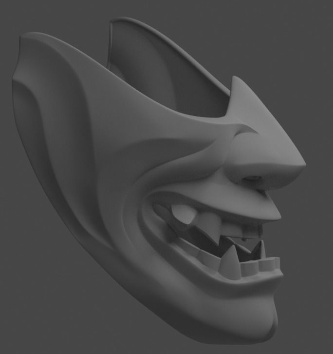 Hannya half mask 3D print model 3D model 3D printable | CGTrader