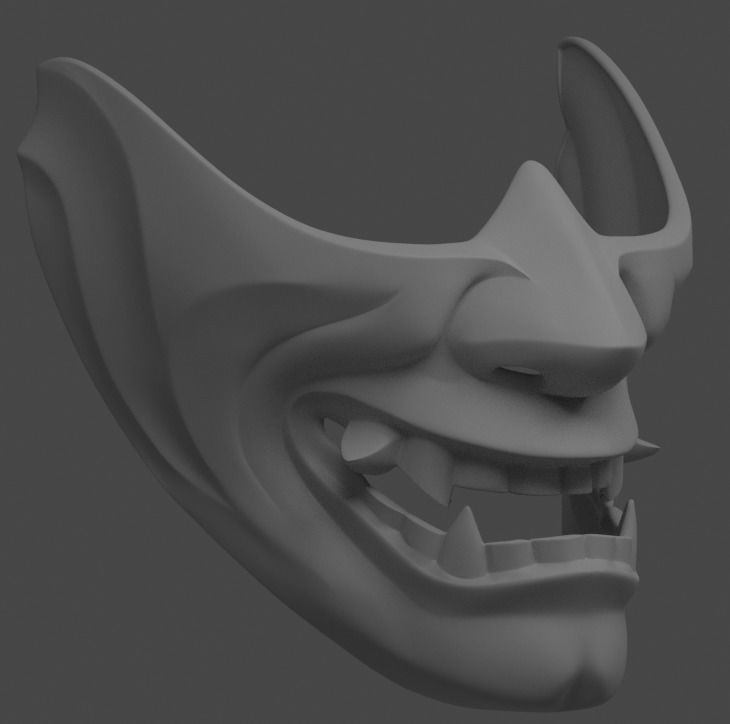 Hannya half mask 3D print model 3D model 3D printable | CGTrader