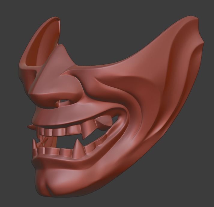 Hannya half mask 3D print model 3D model 3D printable | CGTrader