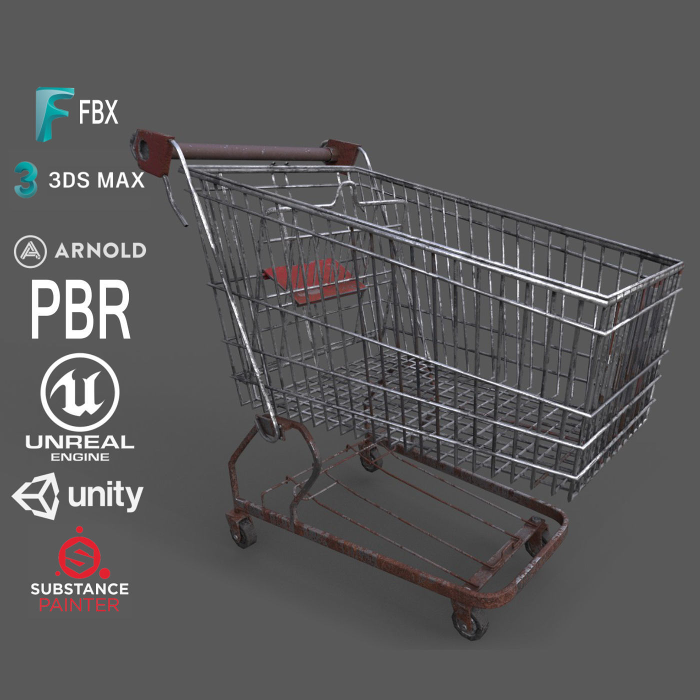 Old Rusty Metal Shopping Cart free VR / AR / low-poly 3D model | CGTrader