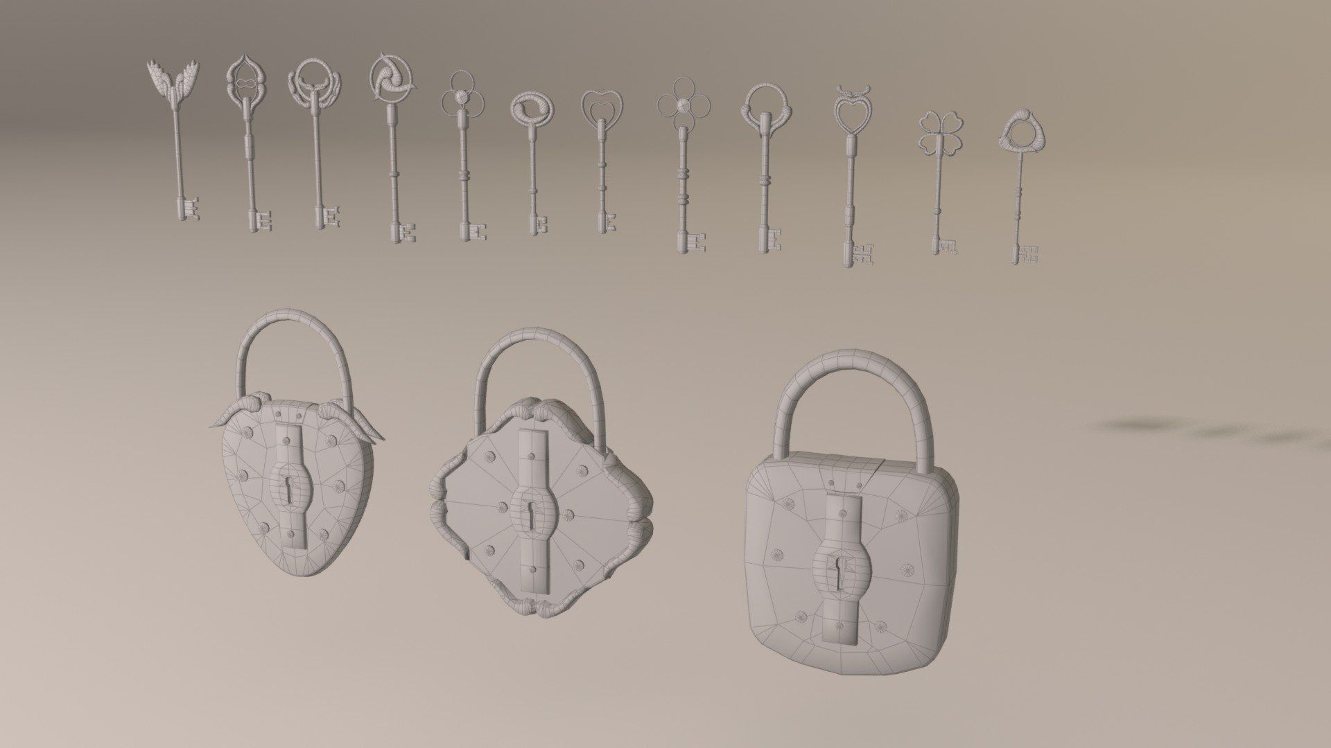3D model Keys and locks pack VR / AR / low-poly | CGTrader