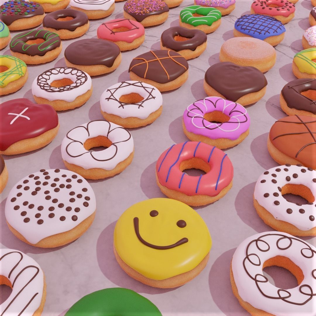 3D model 50 Donuts Collection VR / AR / low-poly | CGTrader
