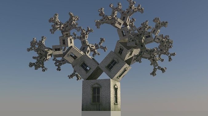 Pythagoras tree fractal 3D model | CGTrader