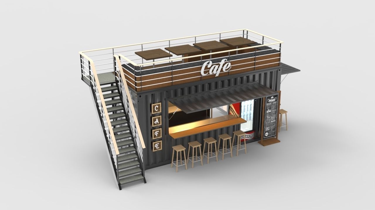 Container Cafe Design 3D model | CGTrader