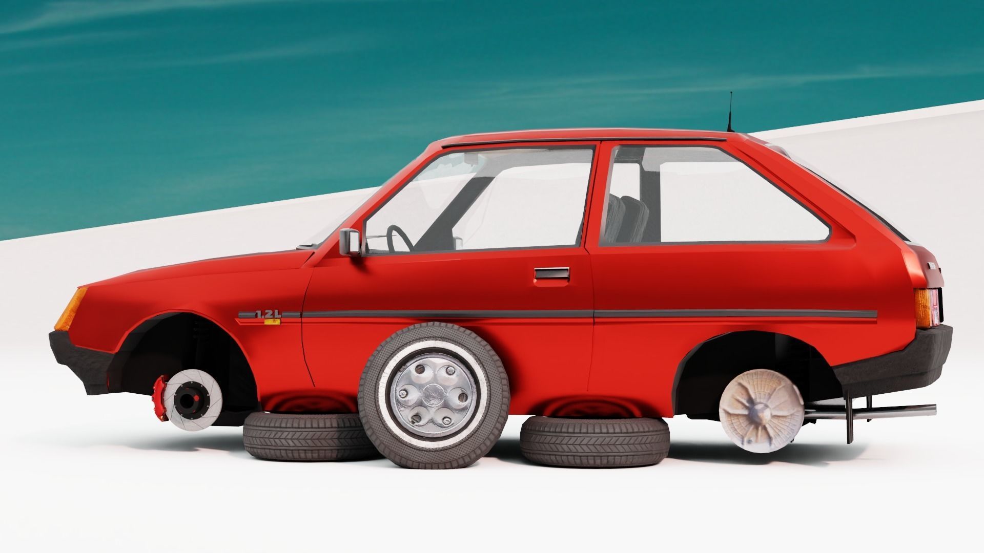 Tavria Zaz 1102 old Hatchback Low-poly 3D model Game Ready free VR / AR ...