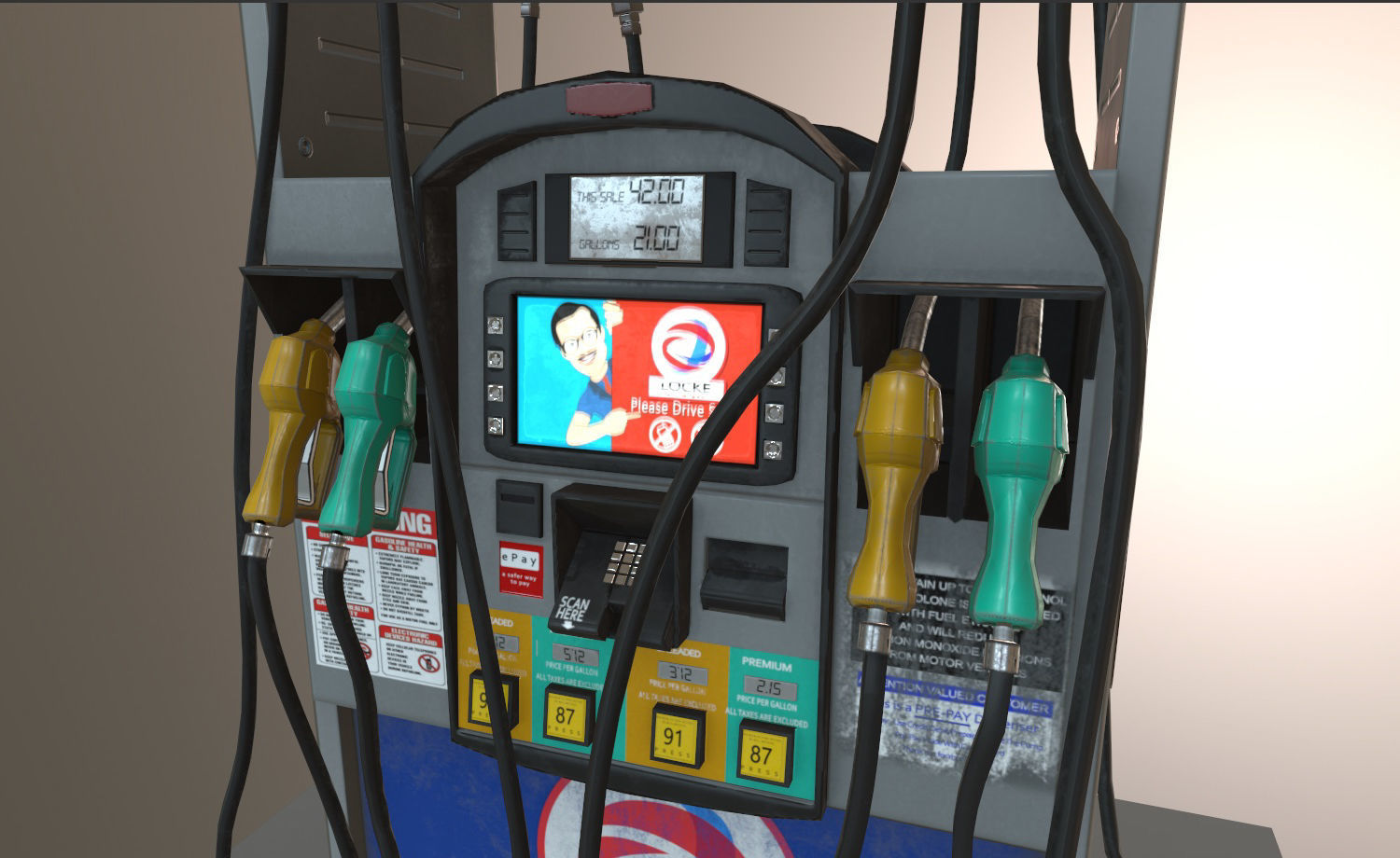 Gas Station Fuel Pump Screen Display free VR / AR / low-poly 3D model ...