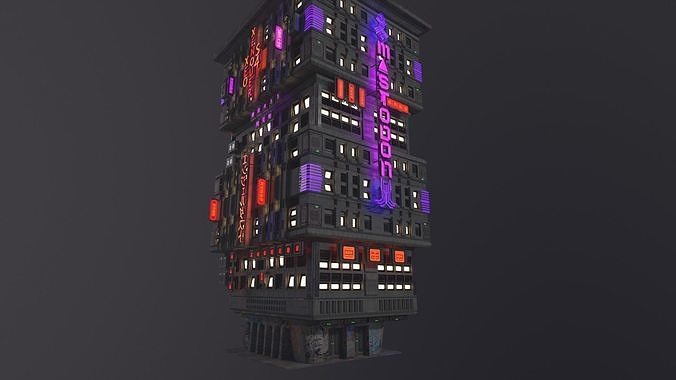 3D model cyberpunk building 17 VR / AR / low-poly | CGTrader
