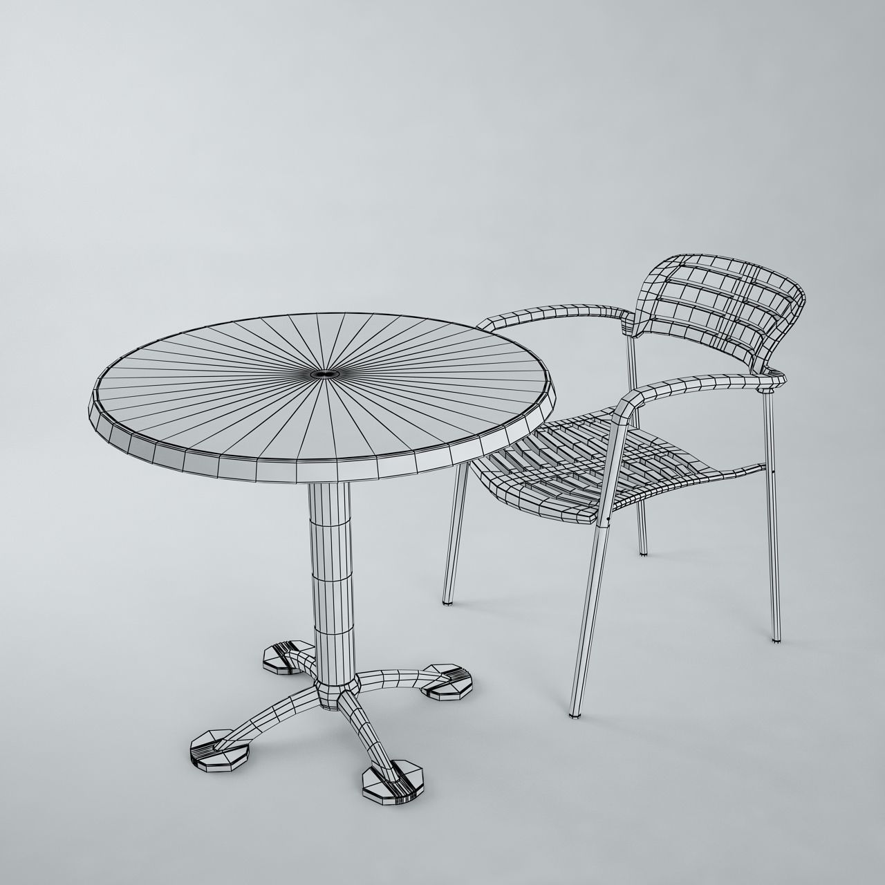Toledo Stacking Chair and Pensi Table 3D model | CGTrader
