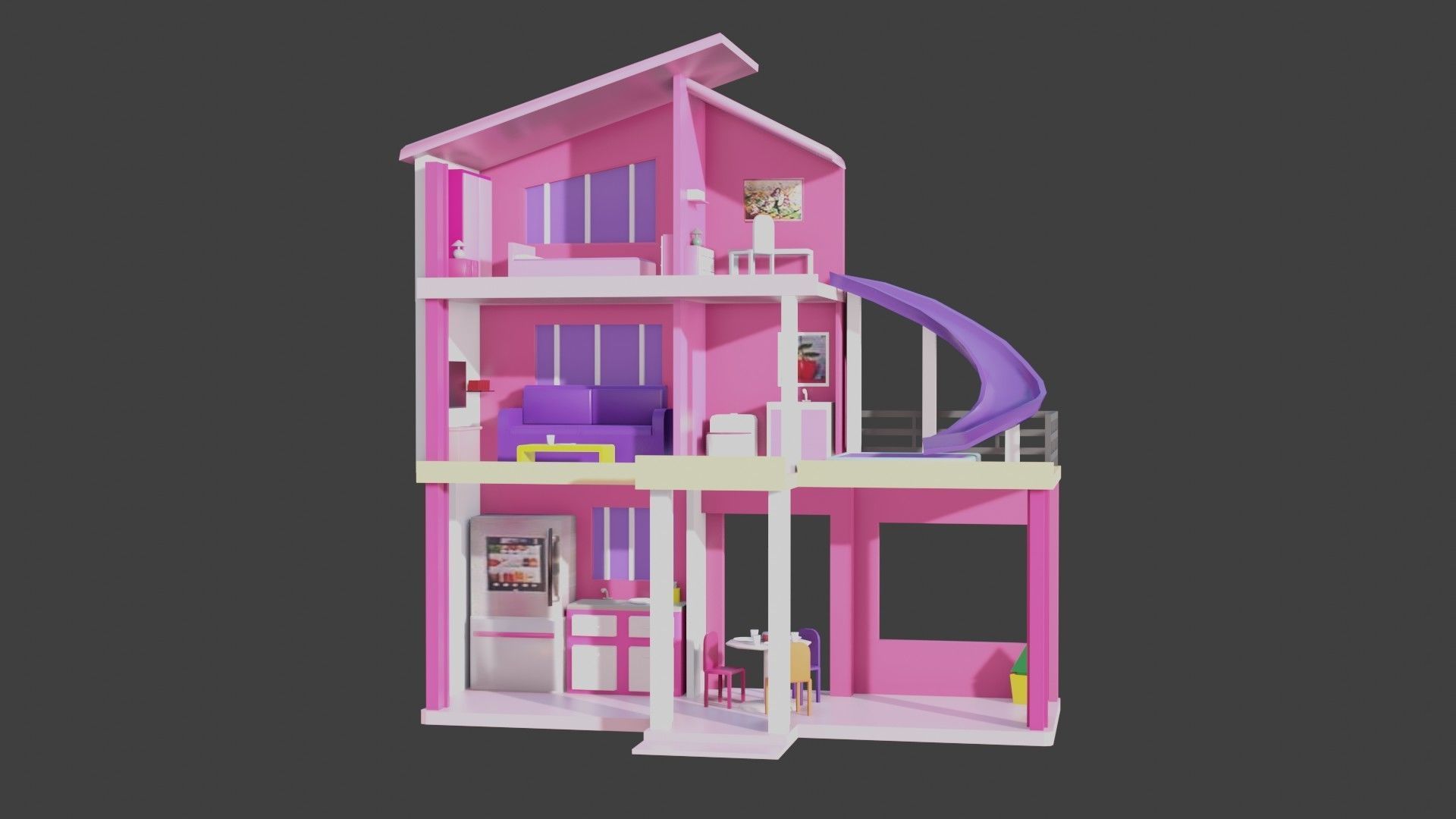 Toy Barbie Home 3D Model free VR / AR / low-poly 3D model | CGTrader