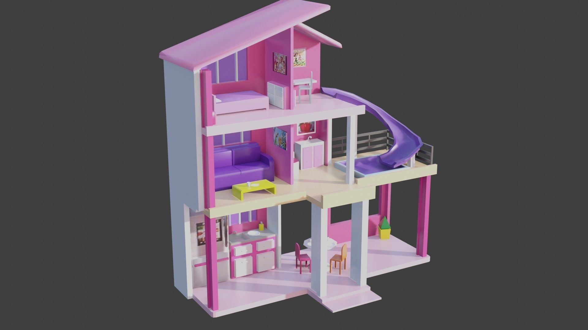 Toy Barbie Home 3D Model free VR / AR / low-poly 3D model | CGTrader