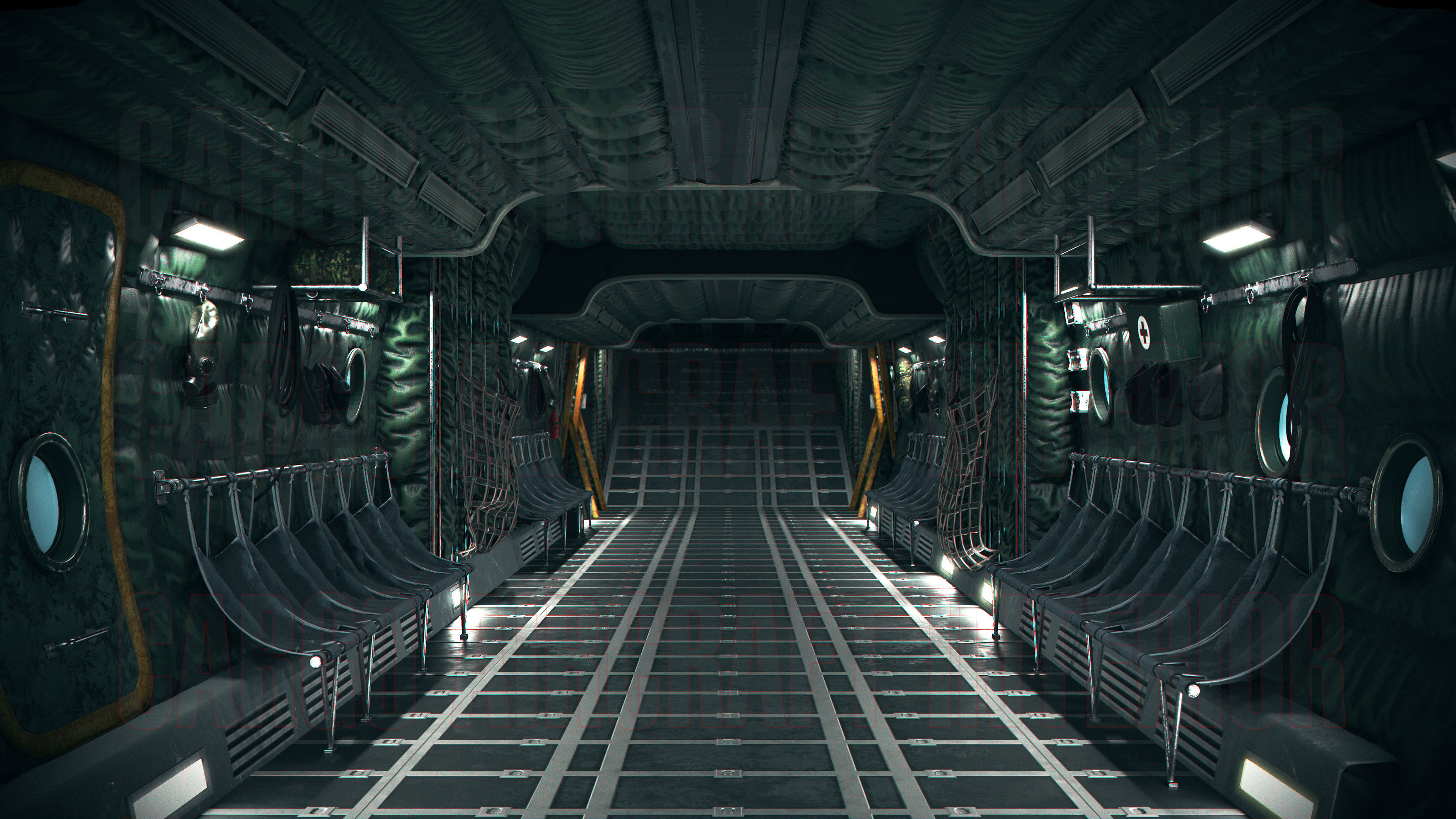 3D model Aircraft Interior Cargo C-130 Hercules PBR VR / AR / low-poly ...