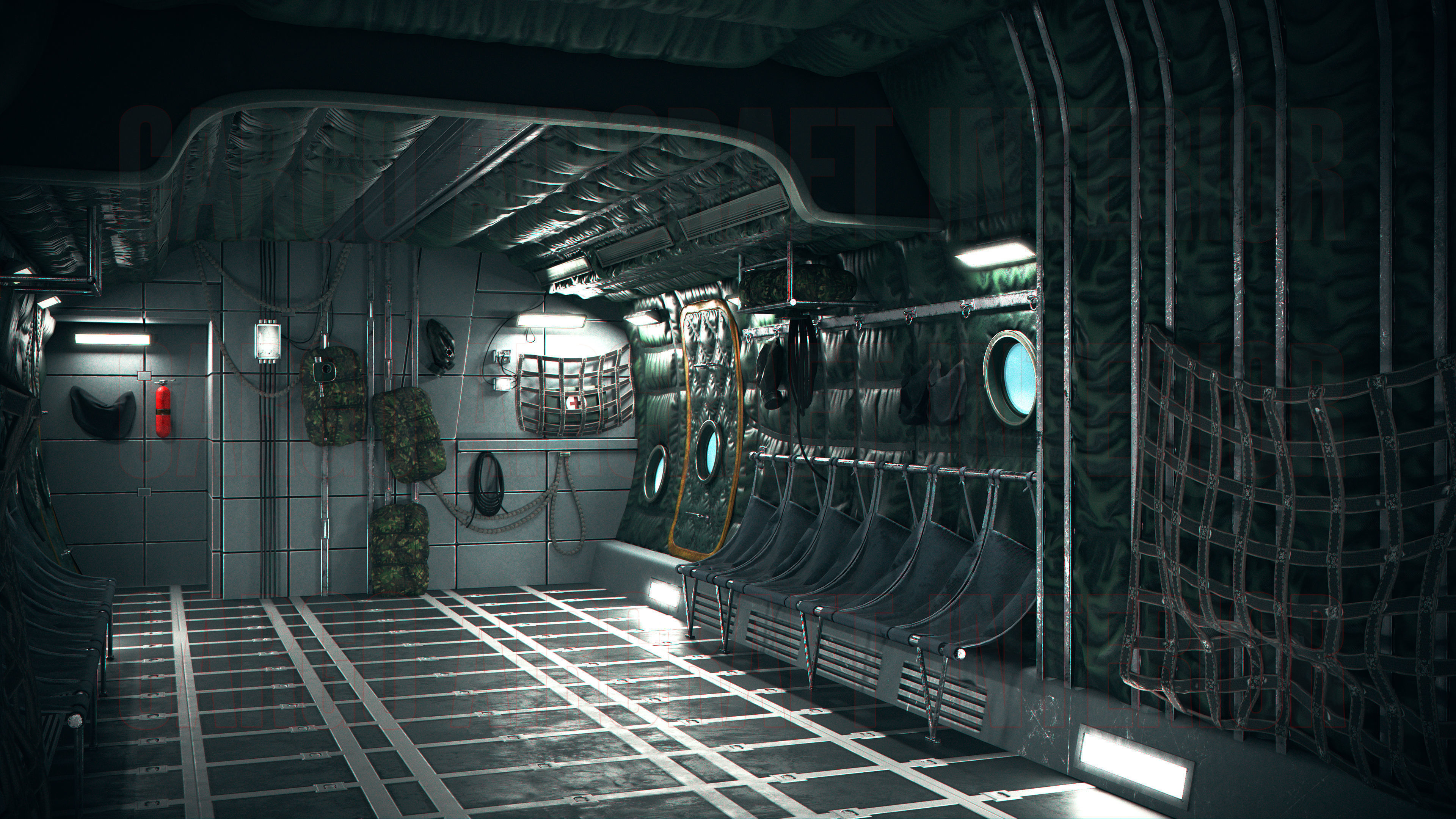 3D model Aircraft Interior Cargo C-130 Hercules PBR VR / AR / low-poly ...