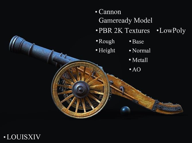 3D model Field Cannon VR / AR / low-poly | CGTrader