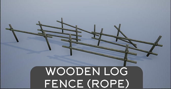 3D model Wooden Logs Fence Tied with Rope VR / AR / low-poly | CGTrader