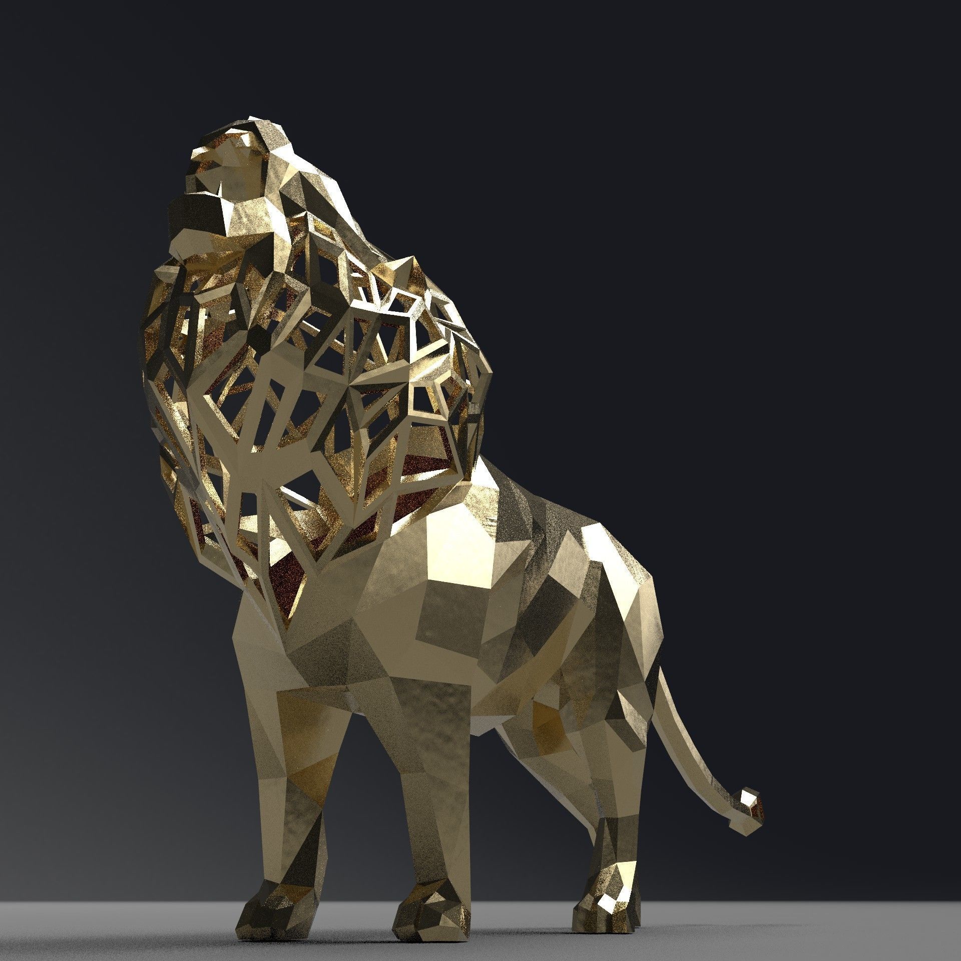Figurine of geometric roaring lion 3D model 3D printable | CGTrader