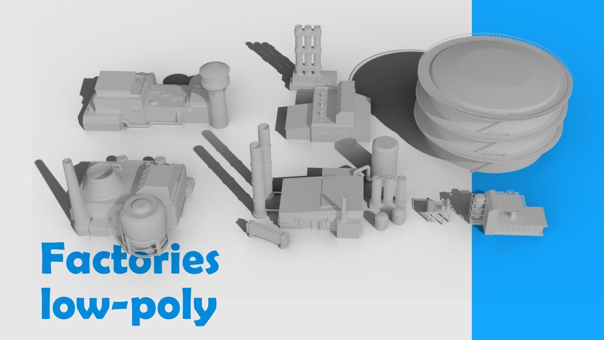 3D model LOW-POLY Factories pack VR / AR / low-poly | CGTrader