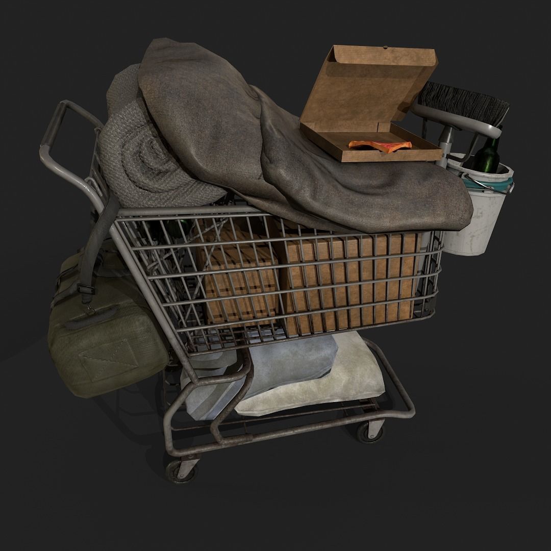 3D model Homeless shopping cart Gameready Prop VR / AR / low-poly ...