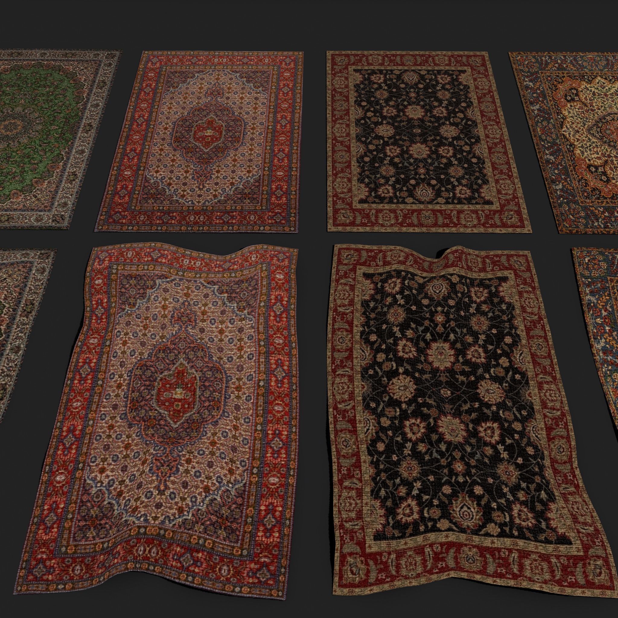 3D Model Collection Four Highly Detailed Medieval Style Tapestries VR ...