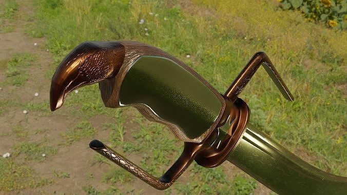 Fantasy Curved Sword for games and 3D design 3D model | CGTrader