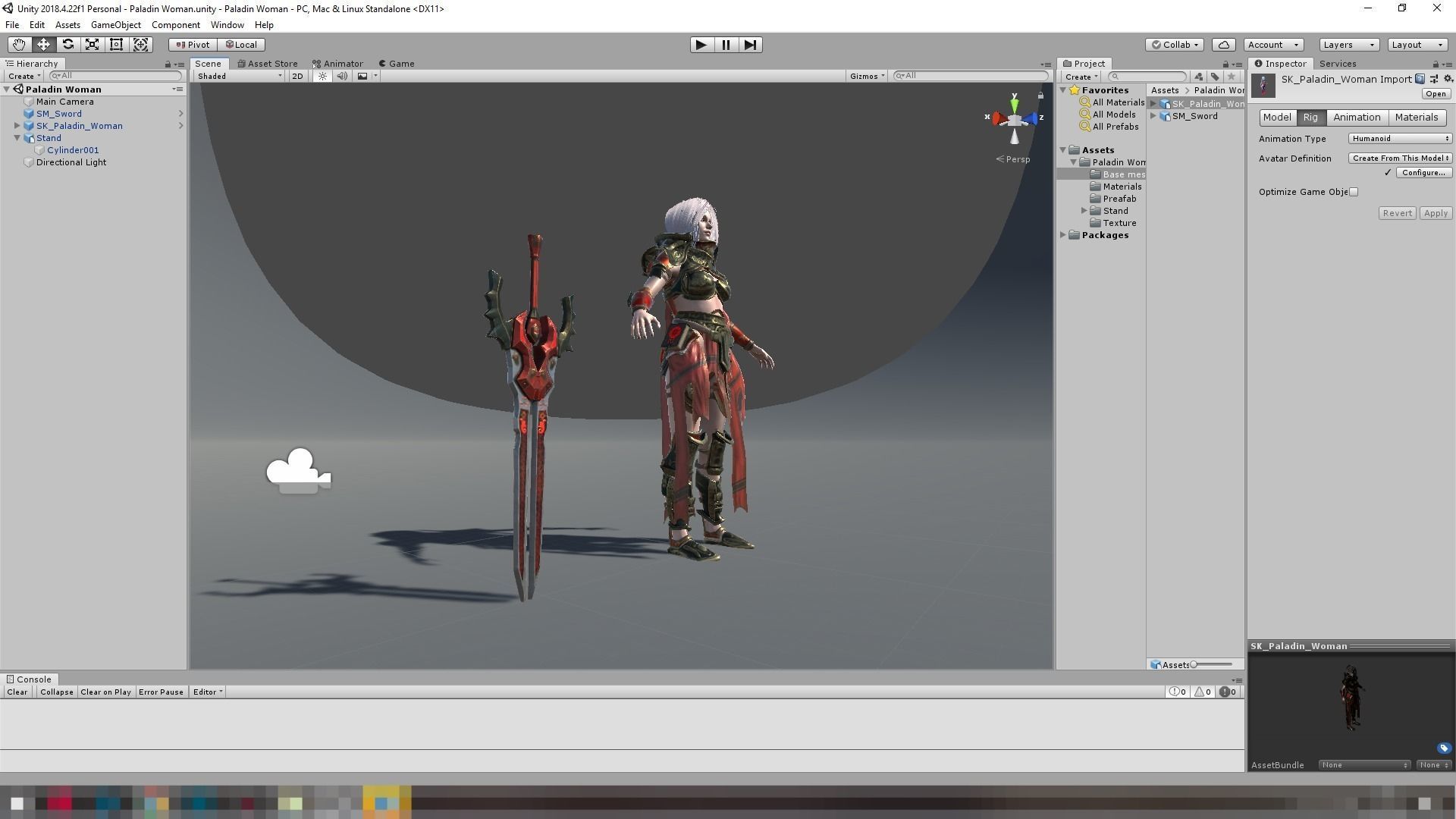 3D model Paladin Woman VR / AR / low-poly rigged | CGTrader
