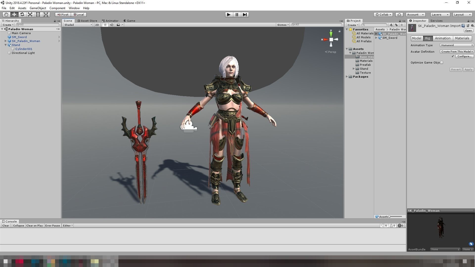 3D model Paladin Woman VR / AR / low-poly rigged | CGTrader