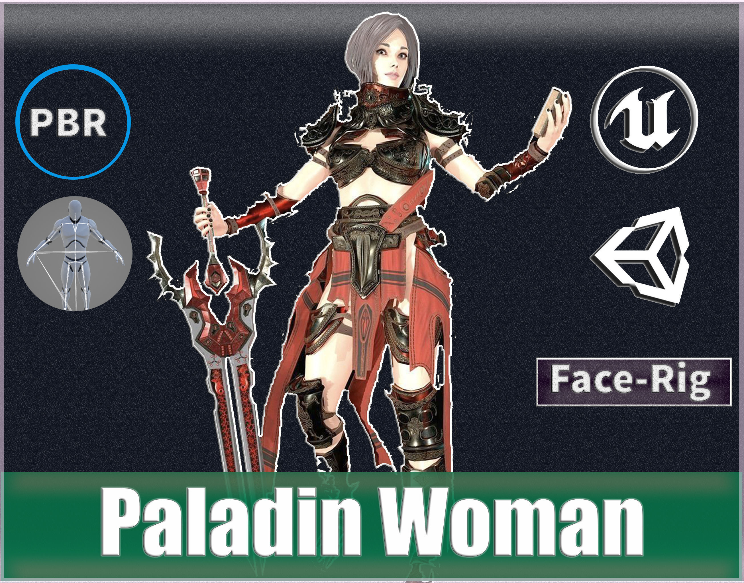 3D model Paladin Woman VR / AR / low-poly rigged | CGTrader