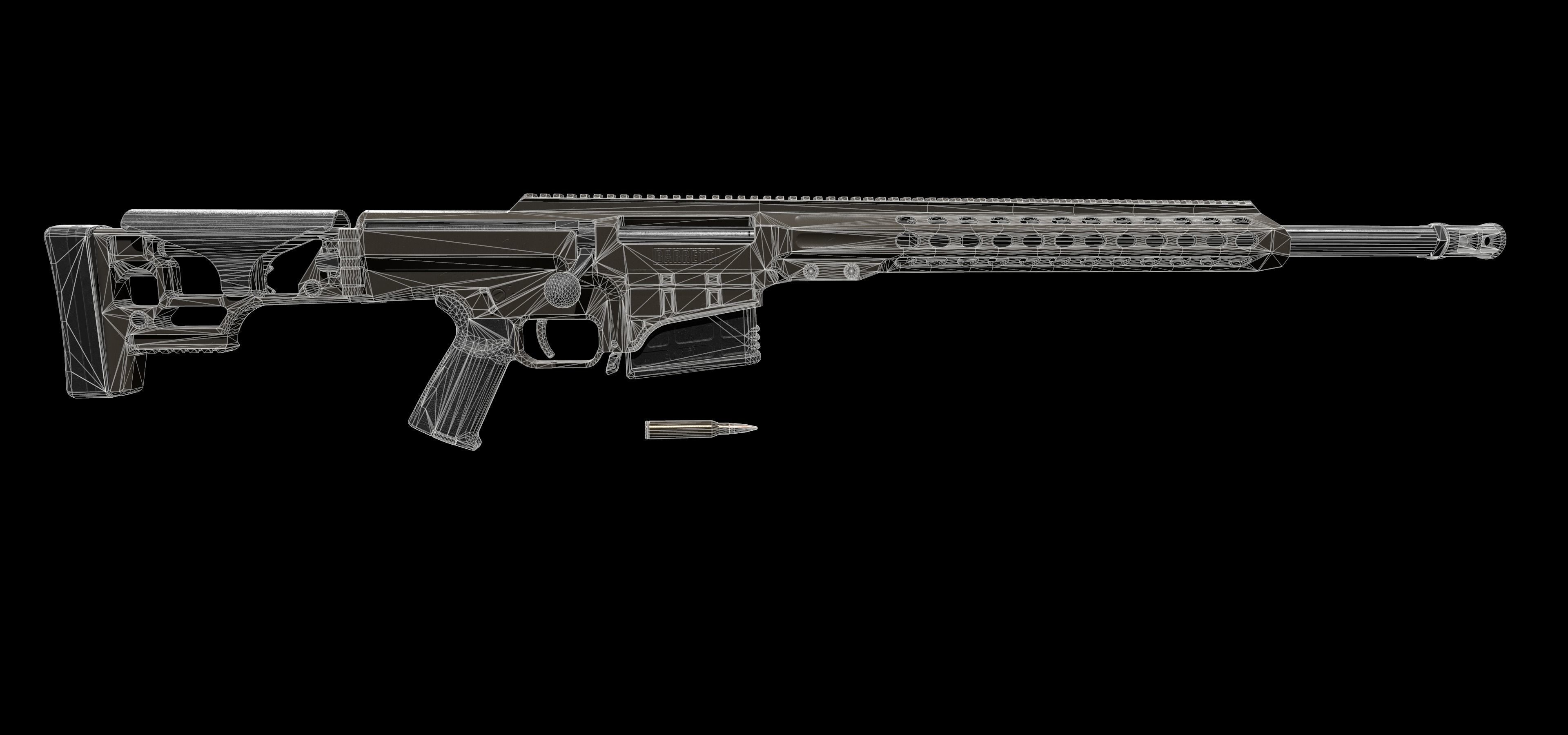3D model Barret Mrad Sniper Rifle - Model and Textures VR / AR / low ...