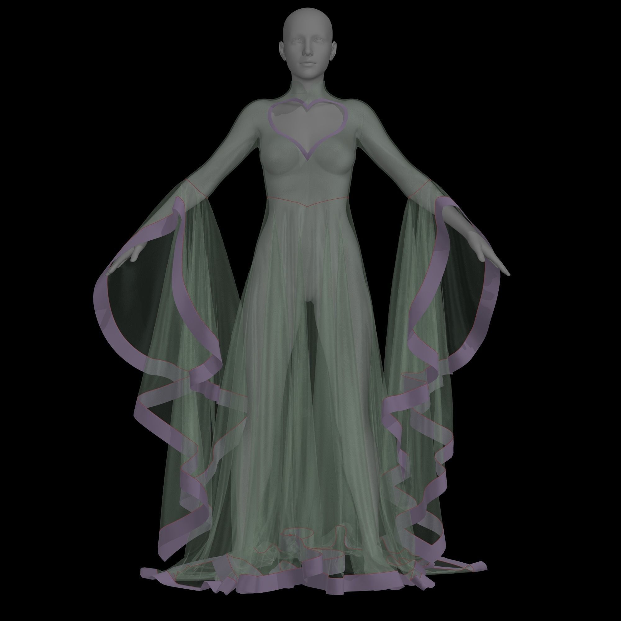 Furry Edge Detailed Long Dress 3D model | CGTrader
